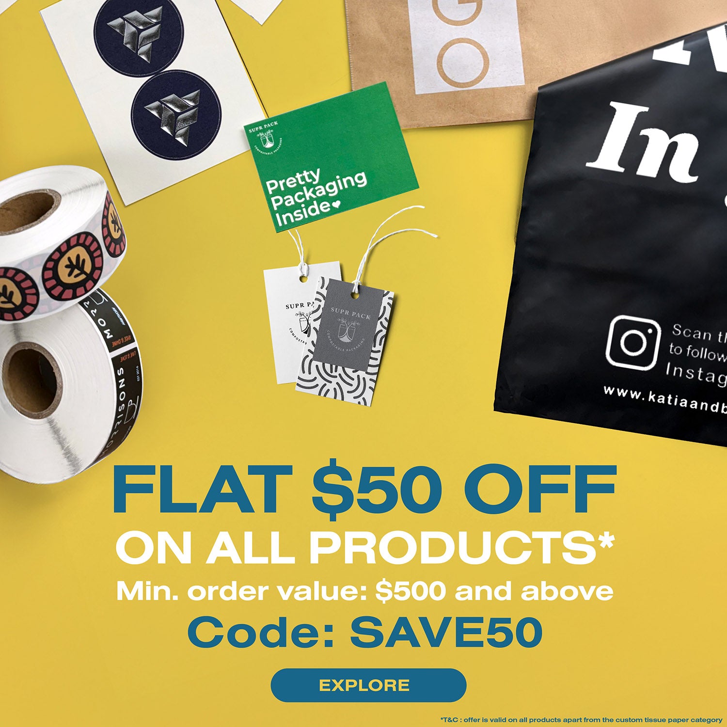 Custom compostable mailers/satchels, tissue paper & labels in low qty ...