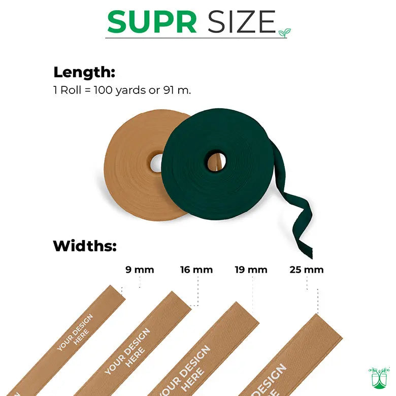 CUSTOM COMPOSTABLE RIBBON IN ONE LOGO COLOR | MOQ 2 ROLLS – suprpack.com