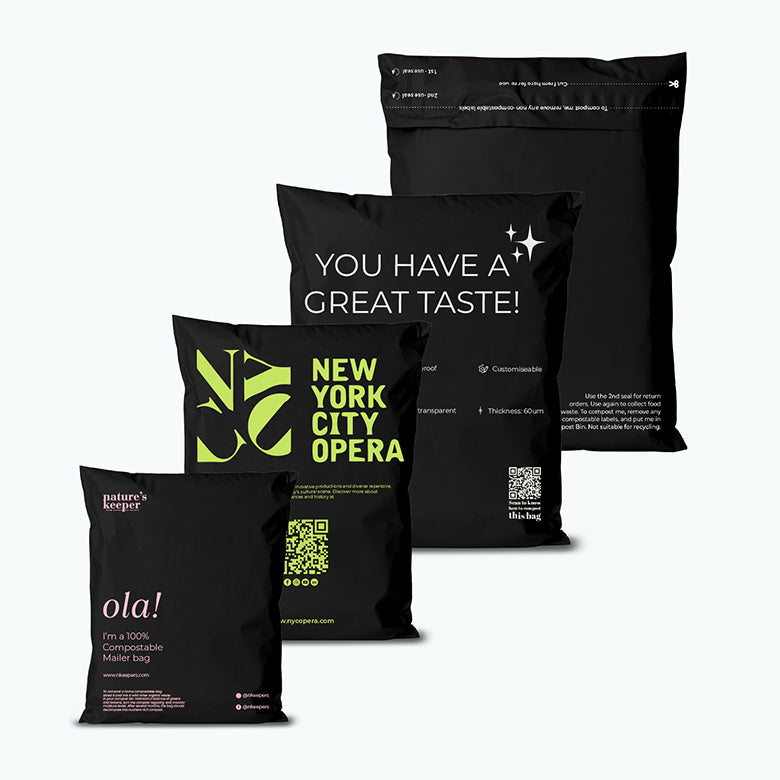 Black Custom Compostable Mailer | Custom Eco-mailer | Zero Waste Mailer ...